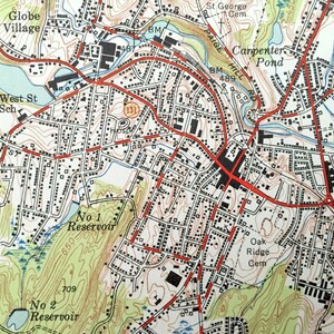Antique Southbridge, Massachusetts 1952 US Geological Survey ...