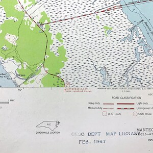 Antique Manteo, North Carolina 1953 US Geological Survey Topographic ...