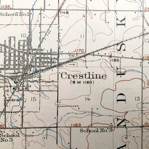 Antique Crestline, Ohio 1915 US Geological Survey Topographic Map ...