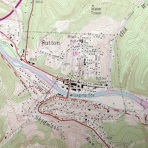 Antique Sutton, West Virginia 1967 US Geological Survey Topographic Map ...