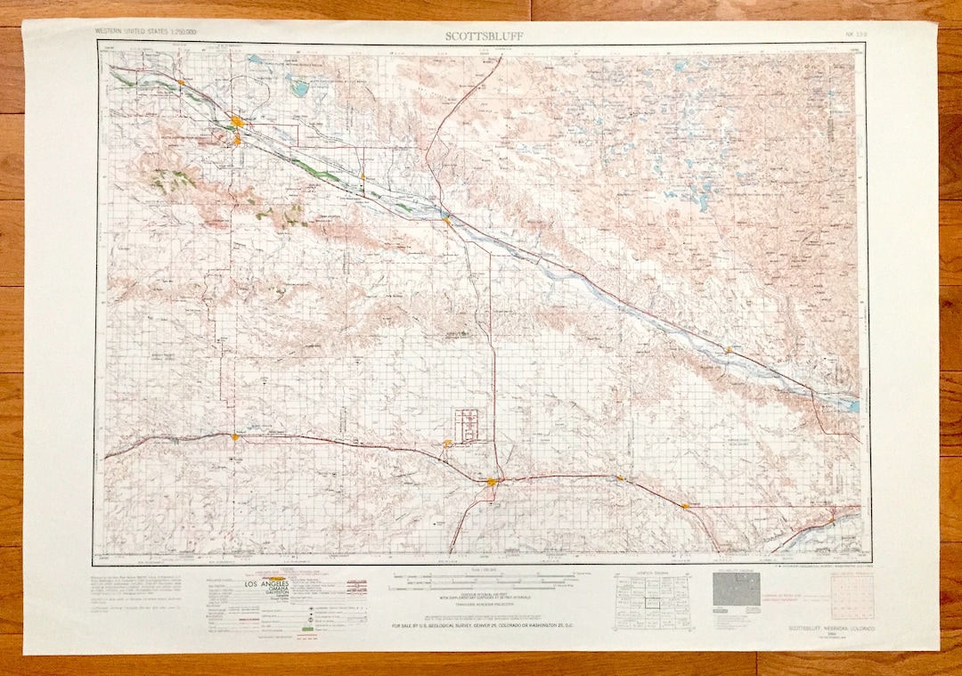Antique Scottsbluff, Nebraska 1954 US Geological Survey Topographic Map ...