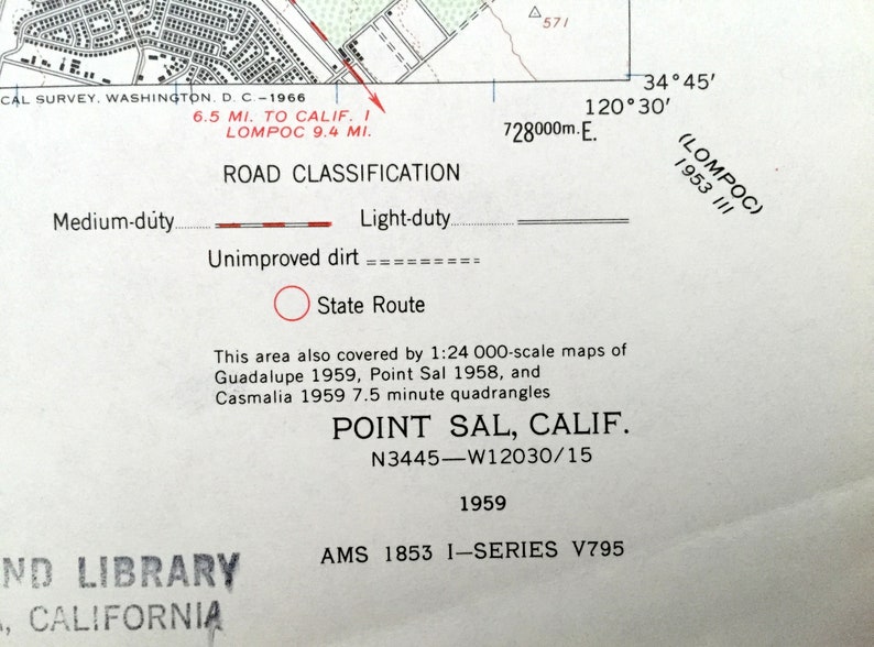 Antique Point Sal, California 1959 US Geological Survey Topographic Map ...
