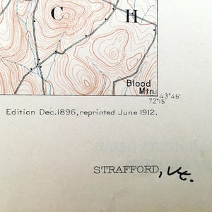Antique Strafford, Vermont 1896 US Geological Survey Topographic Map ...