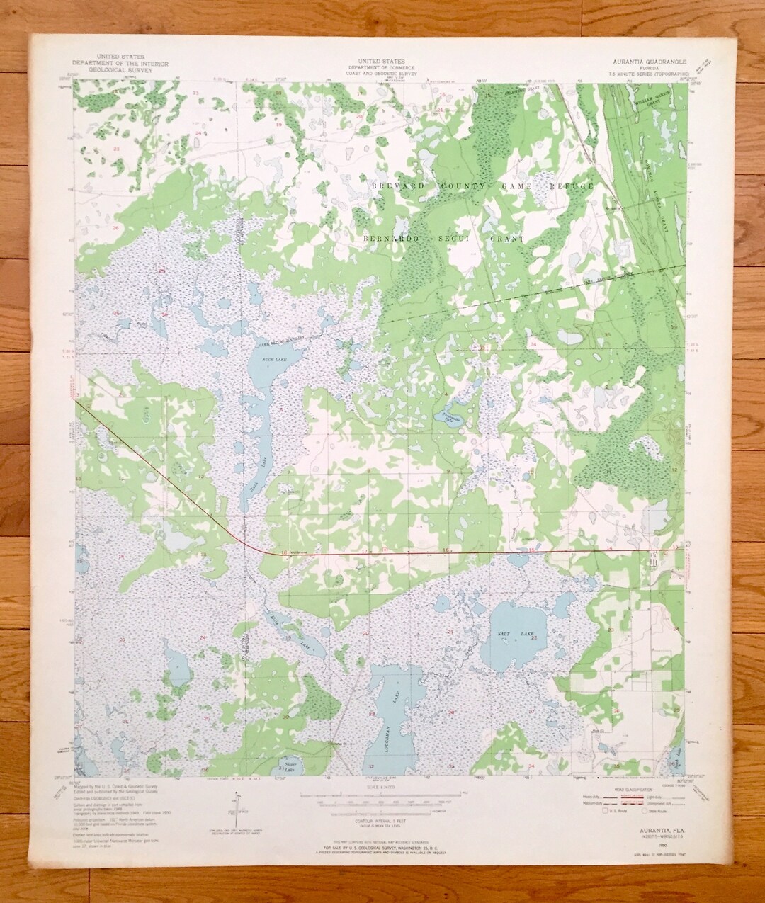 Antique Aurantia, Florida 1950 US Geological Survey Topographic Map ...
