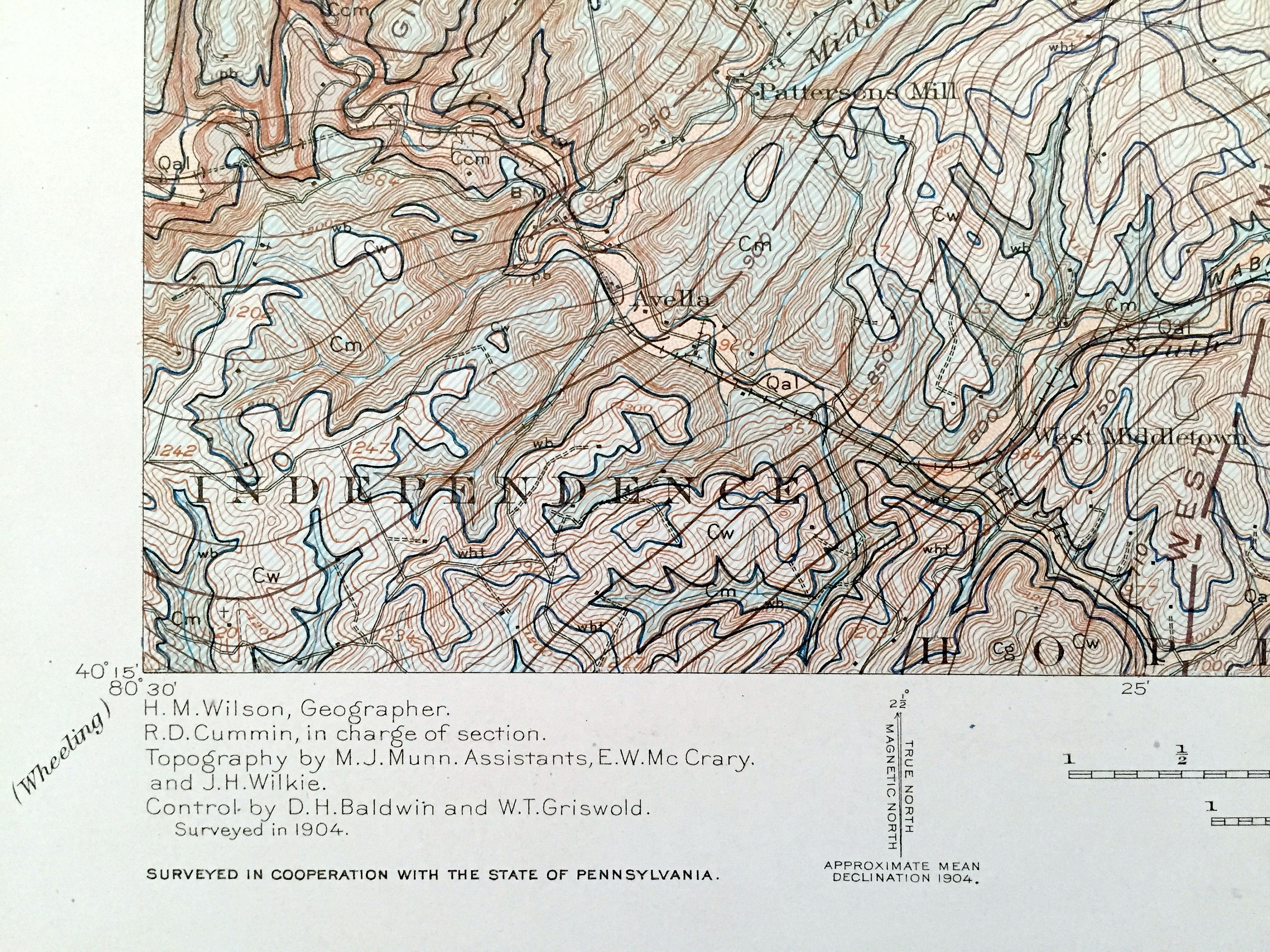 Antique Burgettstown, Pennsylvania 1910 US Geological Survey ...