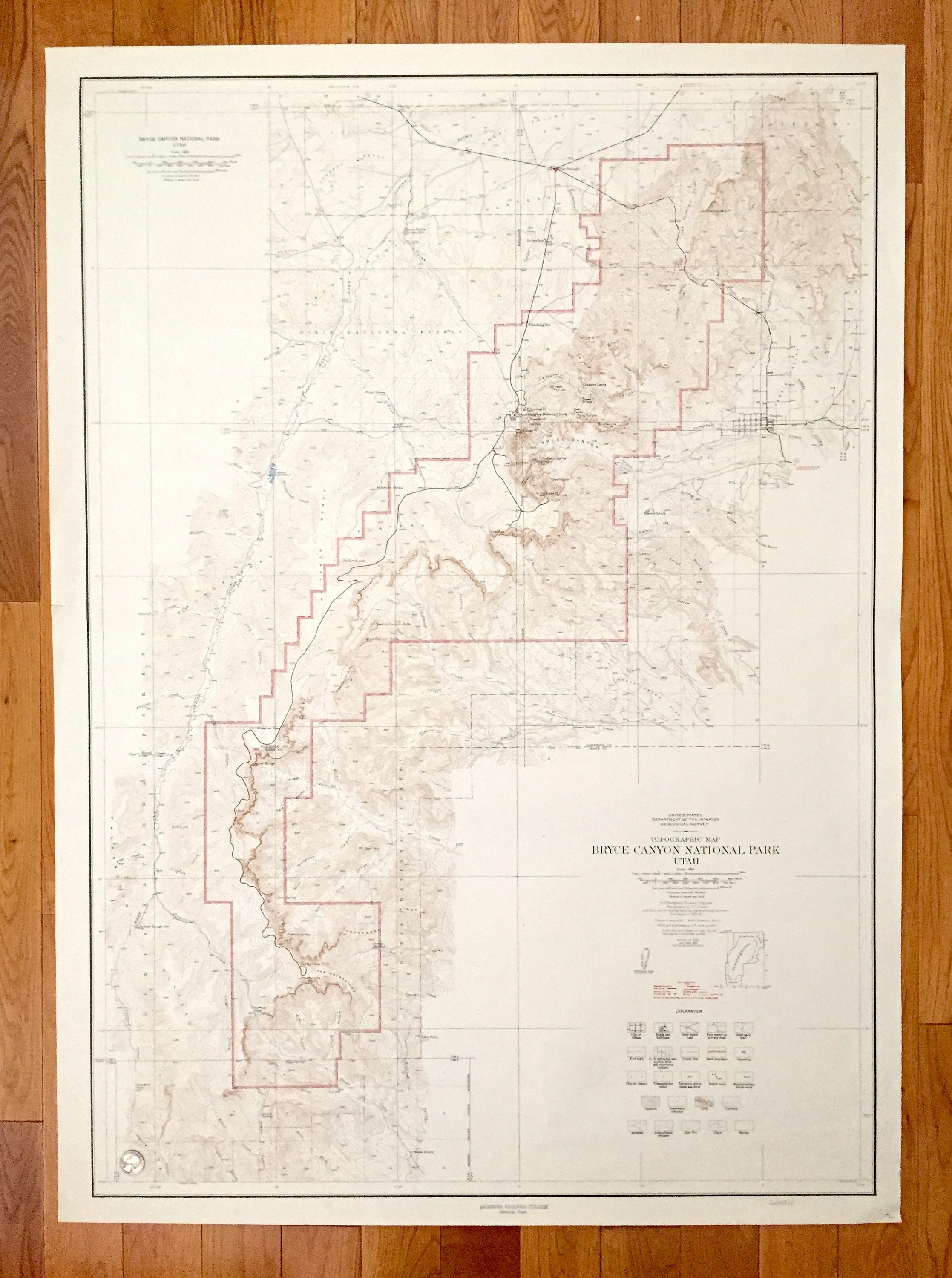 Bryce Canyon National Park Map Utah 1939 Edition Topographic Map ...