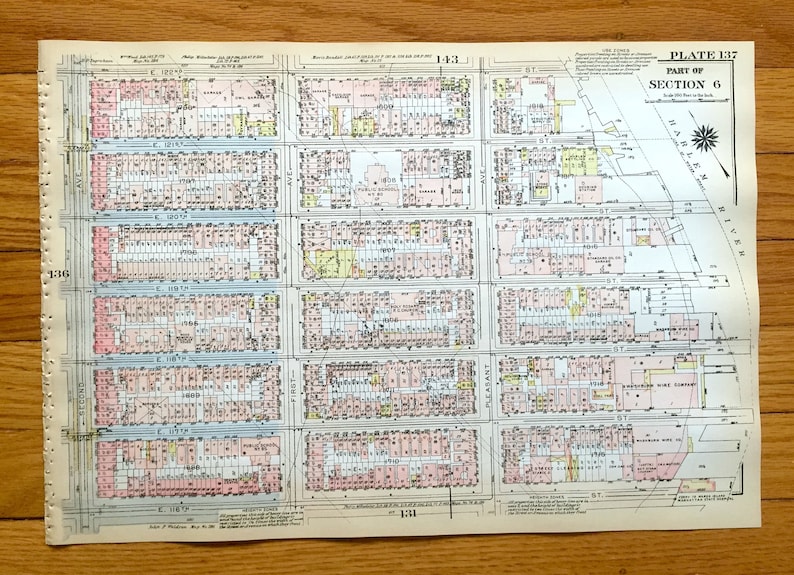 Antique Manhattan, New York City Map From Bromley's 1925 Manhattan Land ...