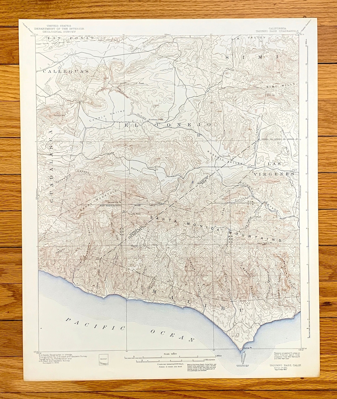 Antique Malibu, Los Angeles, California 1921 US Geological Survey ...