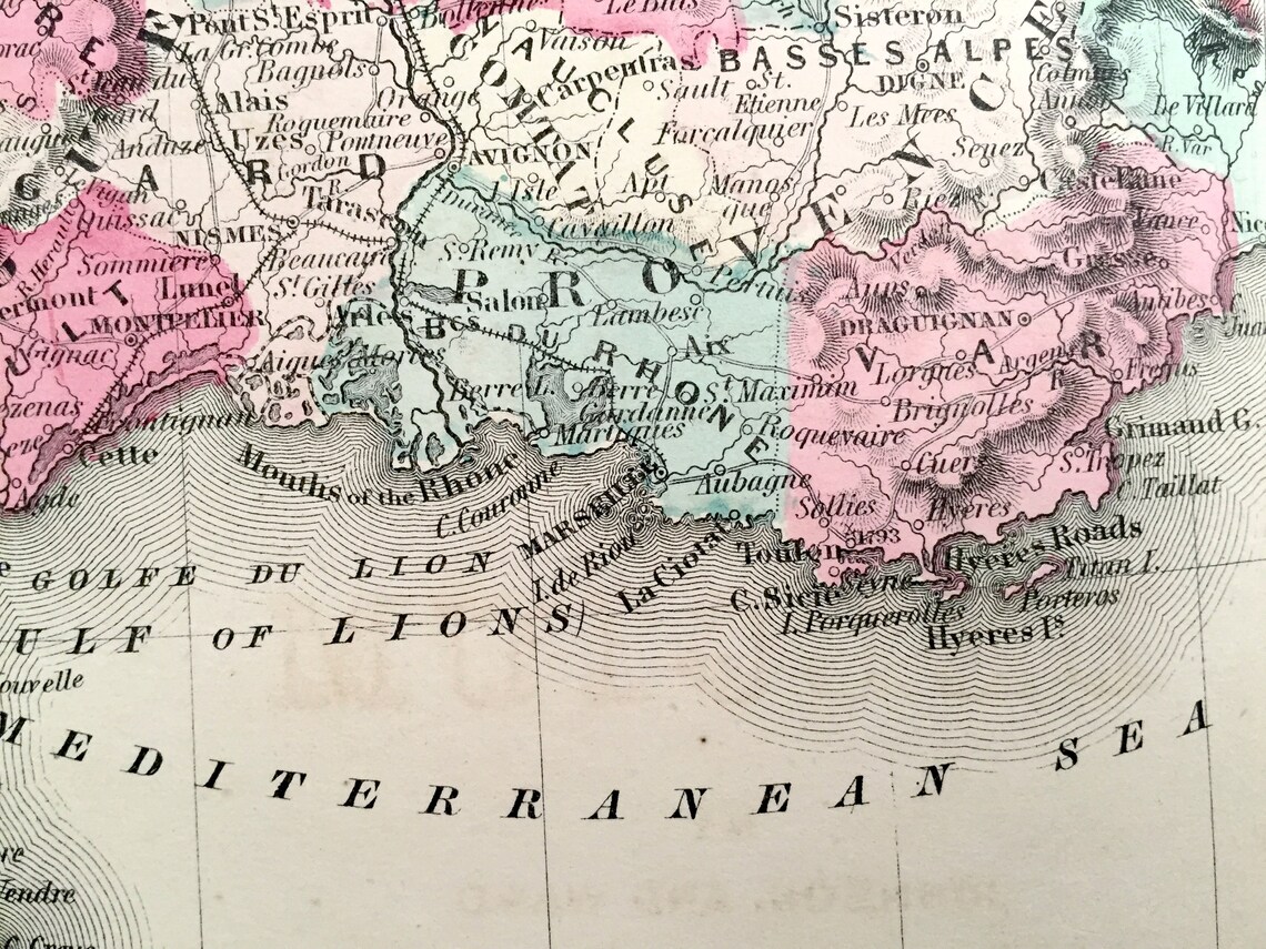 Antique 1864 France, Holland & Belgium Map by Johnson and Ward – Paris ...