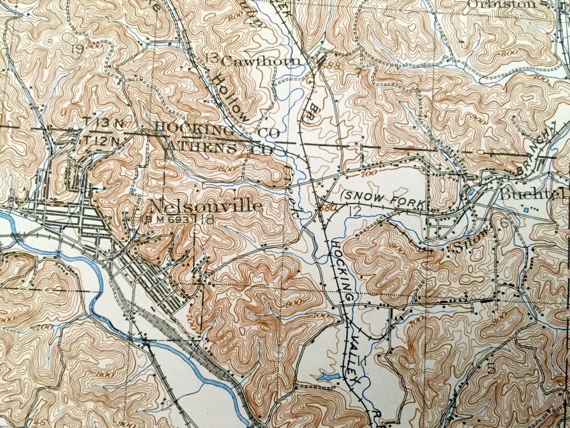Antique Athens Ohio 1905 US Geological Survey Topographic Map | Etsy