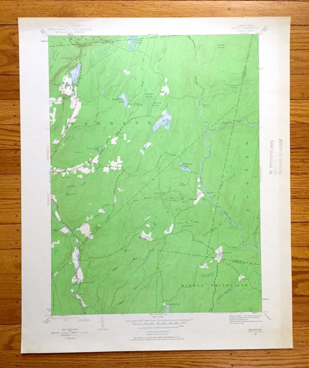 Antique Skytop, Pennsylvania 1943 US Geological Survey Topographic Map ...