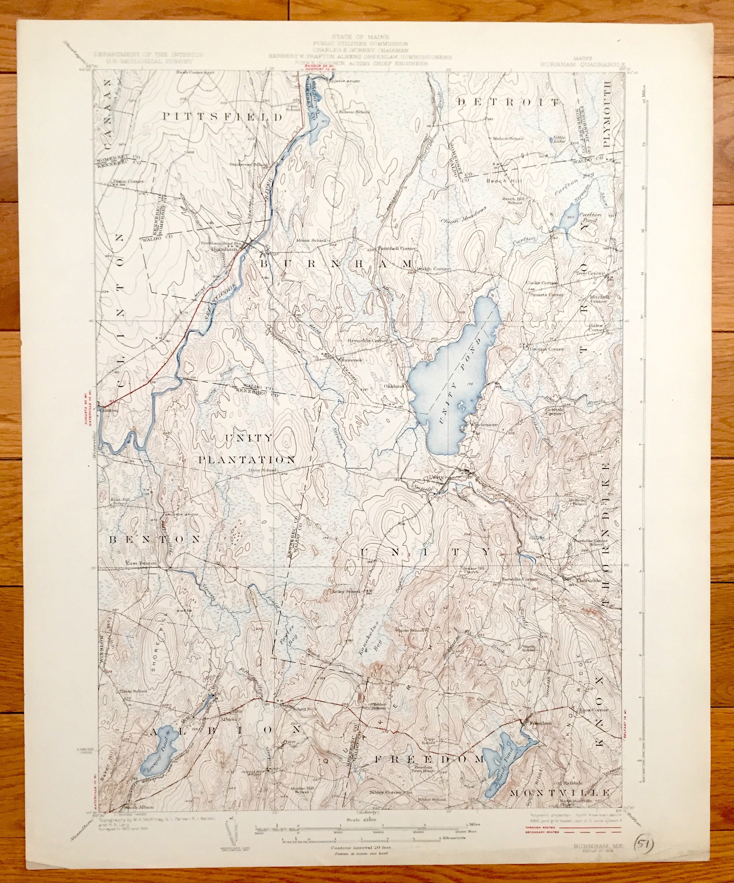 Antique Burnham Maine 1926 US Geological Survey Topographic - Etsy Norway