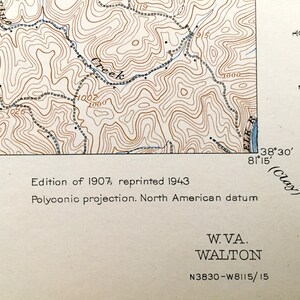 Antique Walton, West Virginia 1907 US Geological Survey Topographic Map ...