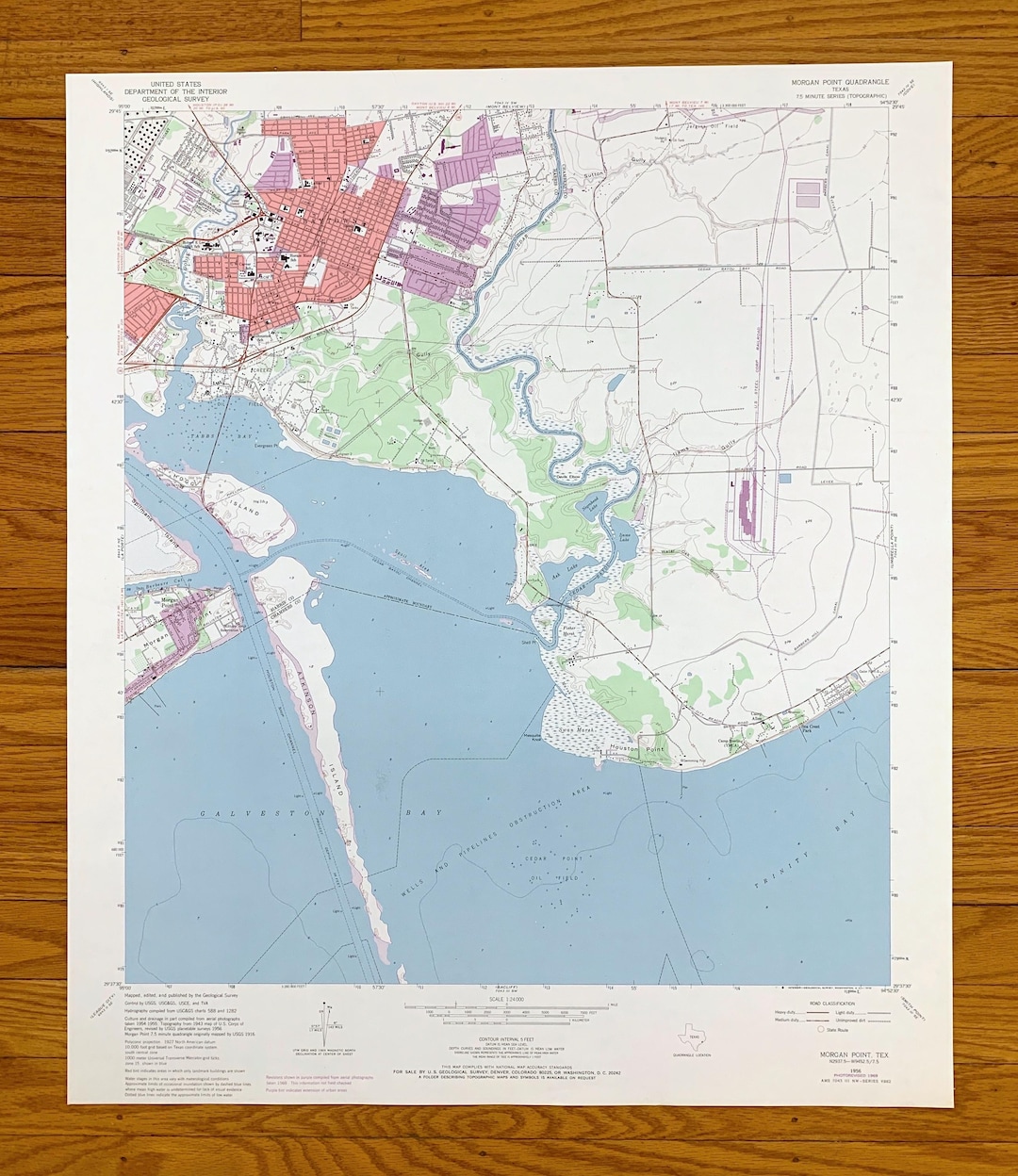 Antique Morgan Point, Texas 1956 US Geological Survey Topographic Map ...