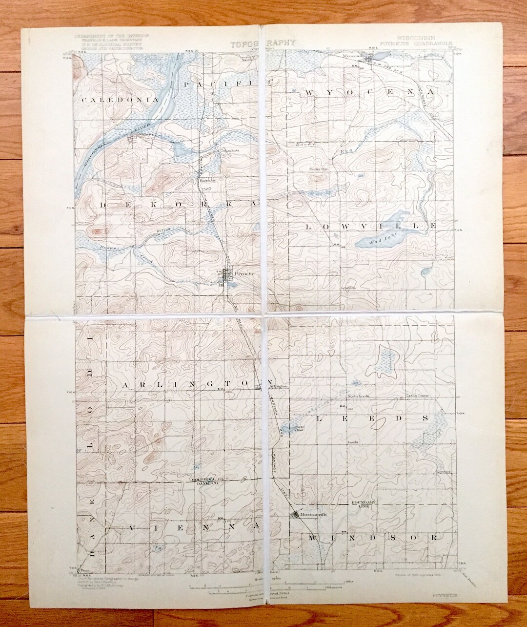 Antique Poynette, Wisconsin 1901 US Geological Survey Topographic Map ...