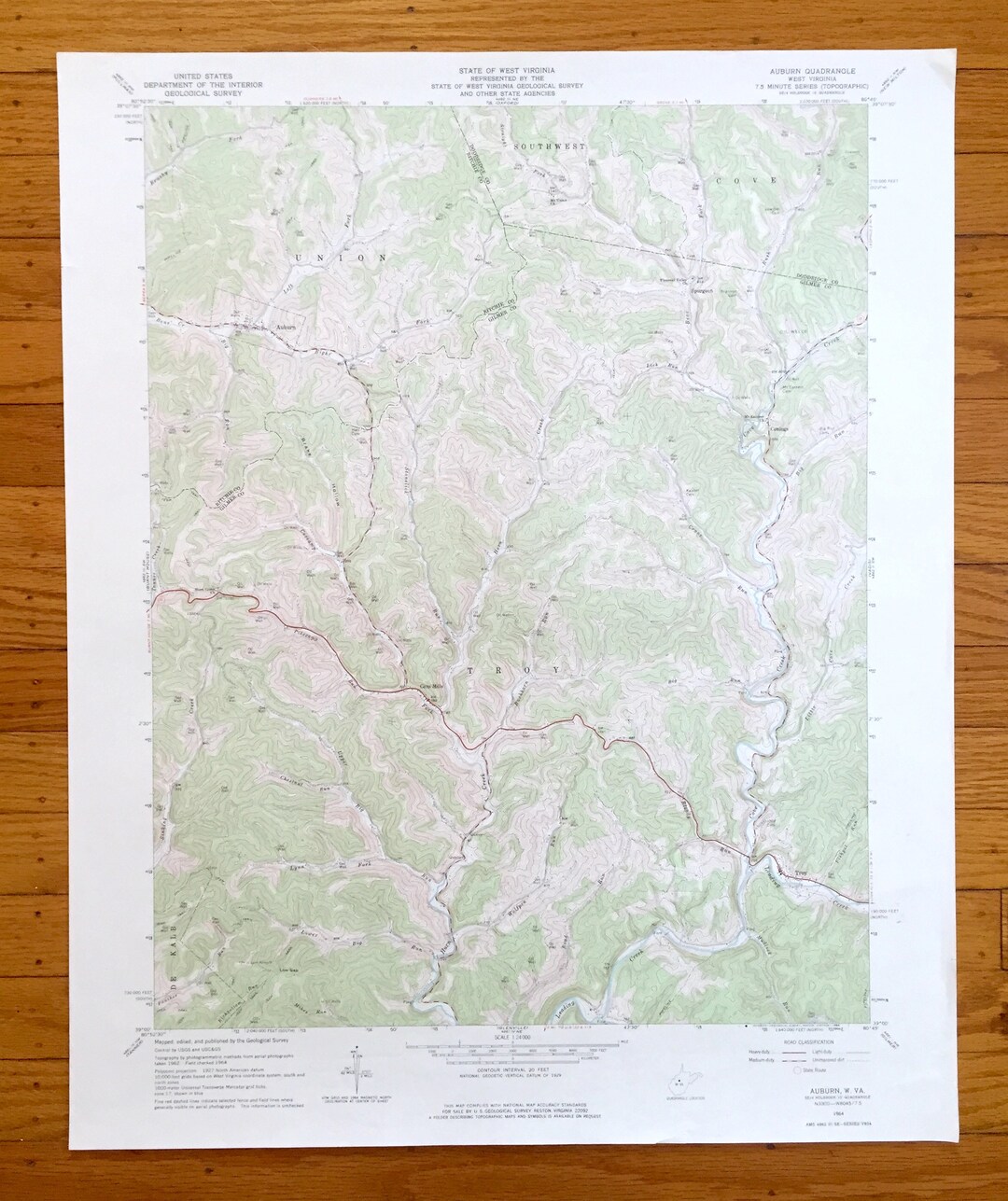 Antique Auburn, West Virginia 1964 US Geological Survey Topographic Map ...