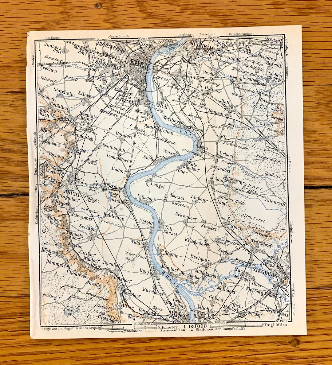 Antique 1911 Cologne (köln), Germany Map From Baedekers Guide Atlas ...