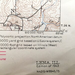 Antique Lena, Illinois 1943 US Geological Survey Topographic Map Warren ...
