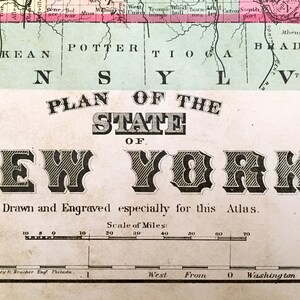 Antique 1874 New York State Map From Pomeroy, Whitman & Co. Atlas of ...