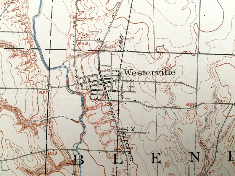 Antique Westerville, Ohio 1904 US Geological Survey Topographic Map ...