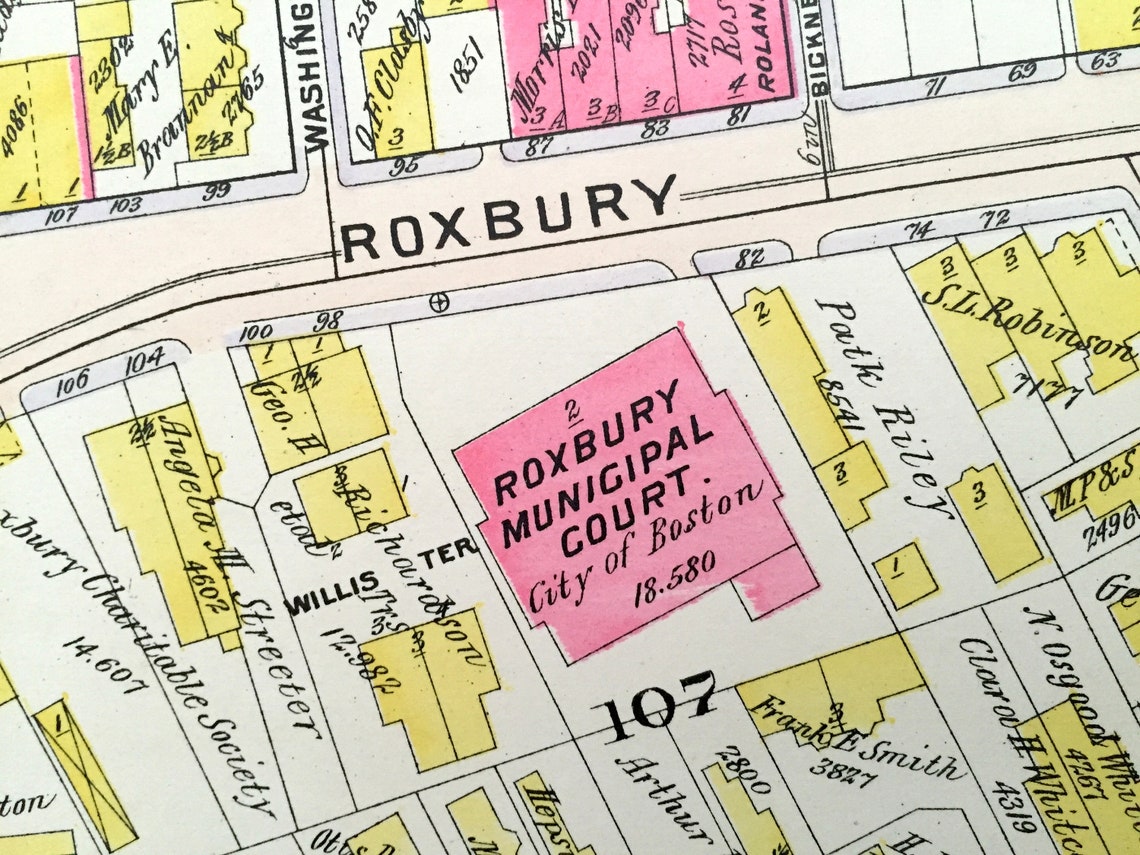 Antique 1906 Roxbury Massachusetts Map From Gw Bromley Atlas Etsy