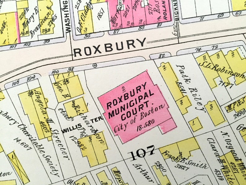 Antique 1906 Roxbury Massachusetts Map From GW Bromley Atlas - Etsy