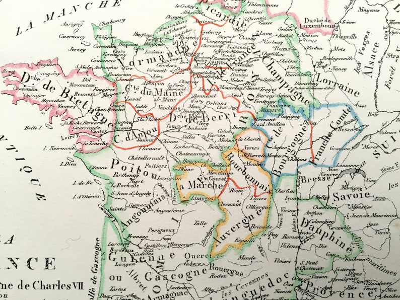 Antique 1835 Ancient France Map From JG Heck's Atlas Géographique ...