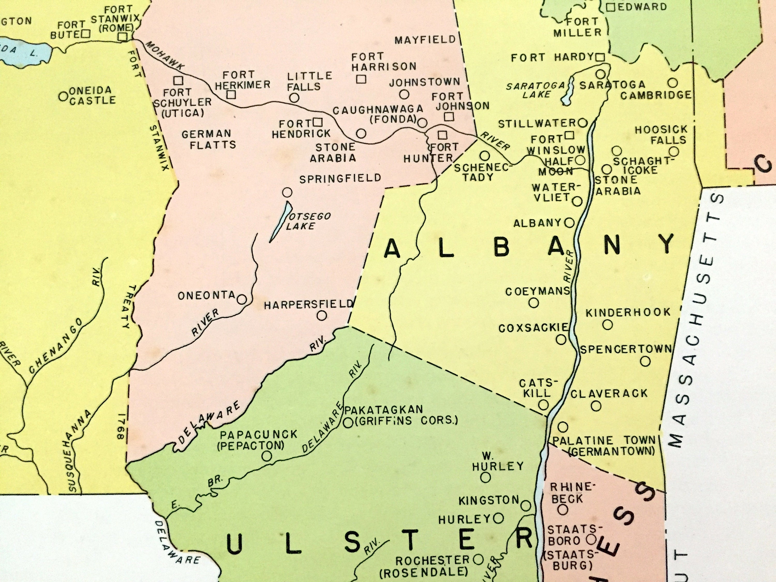 Antique 1941 New York English Colonial Map from WP Munger's Historical ...