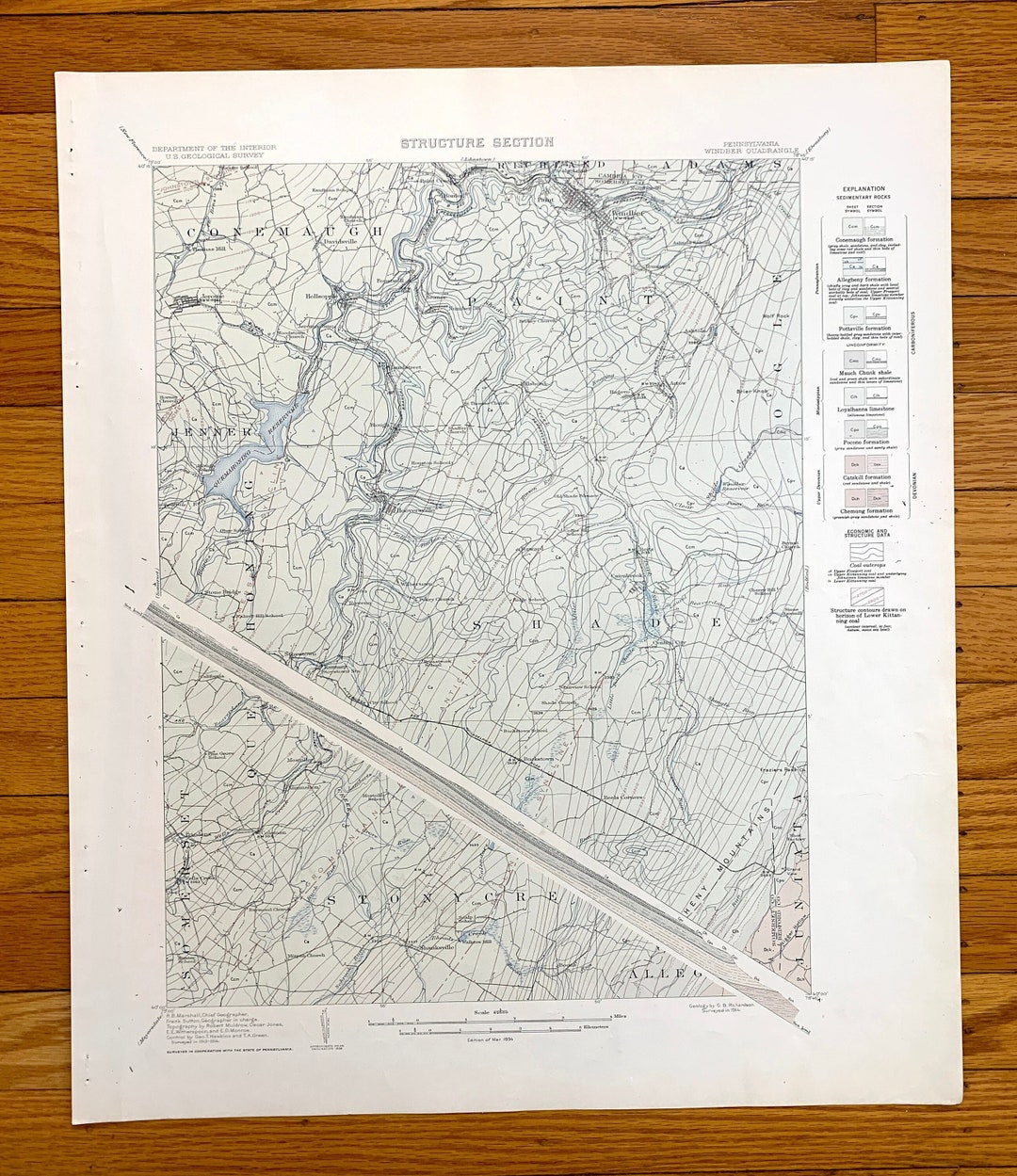 Antique Windber, Pennsylvania 1914 US Geological Survey Topographic Map ...