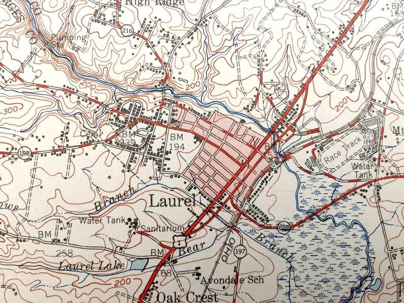 Antique Laurel Maryland 1949 US Geological Survey Topographic | Etsy