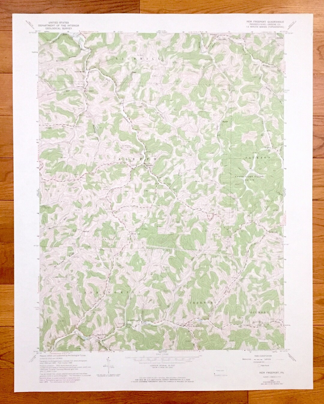 Antique New Freeport, Pennsylvania 1964 US Geological Survey ...