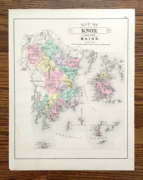 Antique 1887 Knox County Maine Map by George N. Colby & - Etsy