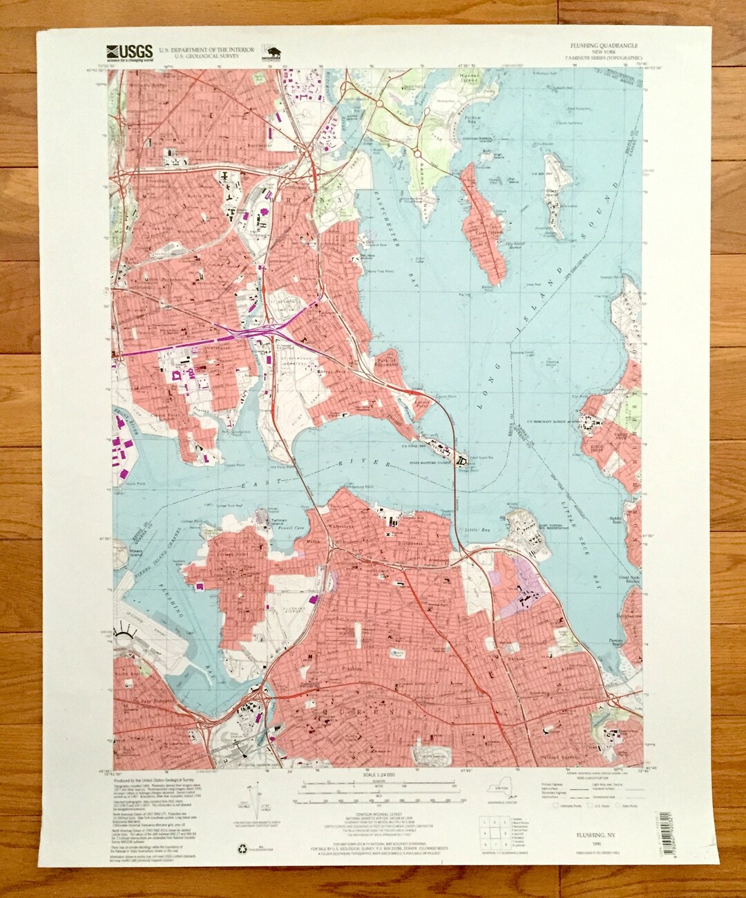 Antique Flushing, Queens, New York City 1995 US Geological Survey ...