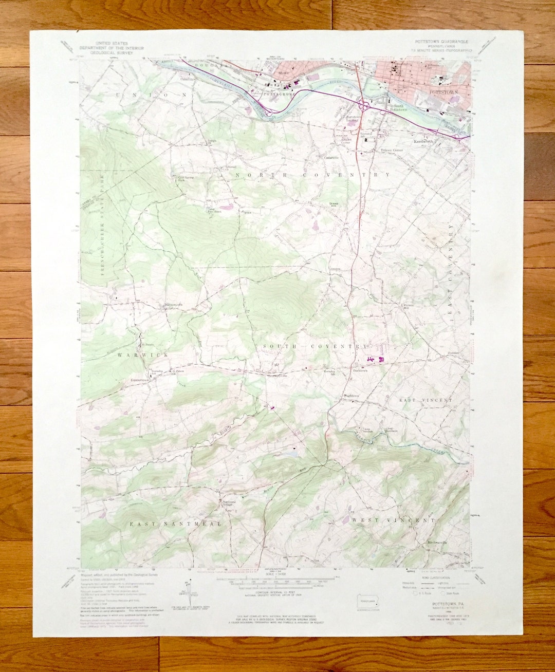 Antique Pottstown, Pennsylvania 1956 US Geological Survey Topographic ...