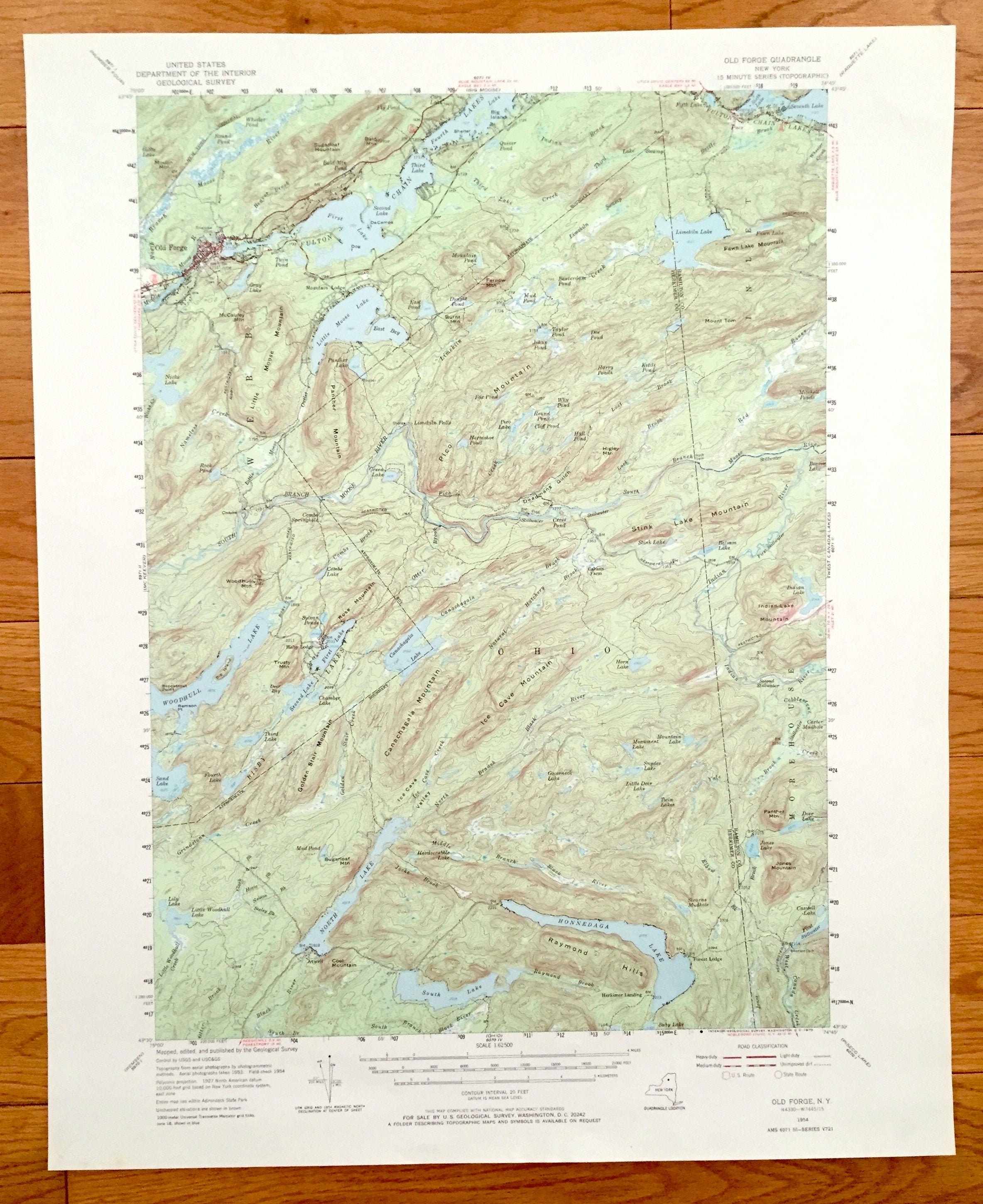 Antique Old Forge New York 1954 US Geological Survey - Etsy Norway
