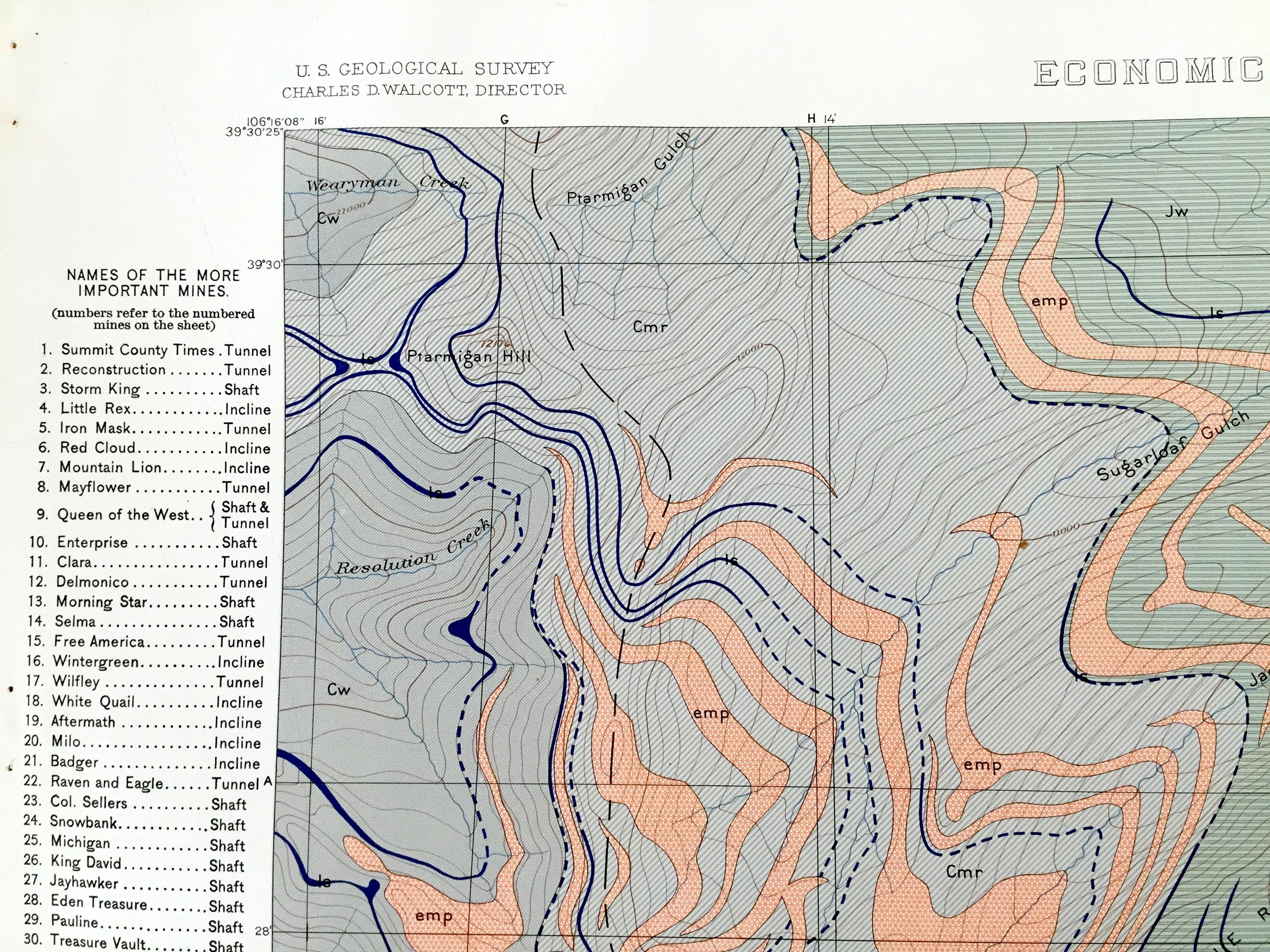 Antique Tenmile District, Colorado 1897 US Geological Survey ...