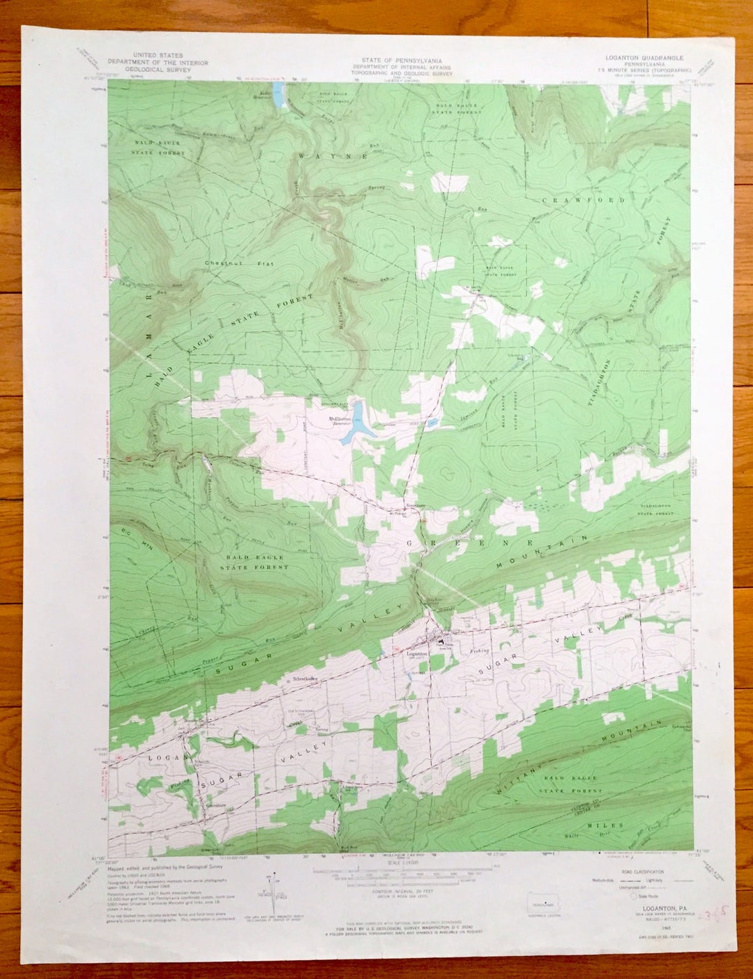 Antique Loganton, Pennsylvania 1965 US Geological Survey Topographic ...