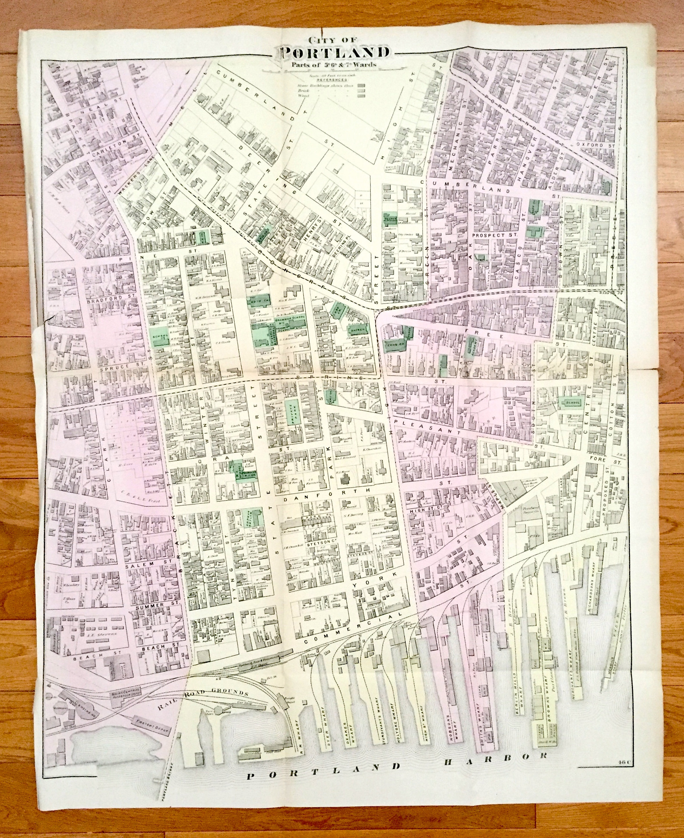 Antique 1871 Portland Maine Map From F.W. Beers Atlas of | Etsy