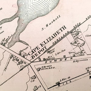 Antique 1871 Cape Elizabeth, Maine Map From F.W. Beers Atlas of ...