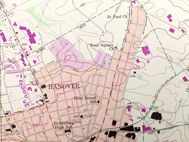 Antique Hanover Pennsylvania 1954 US Geological Survey - Etsy