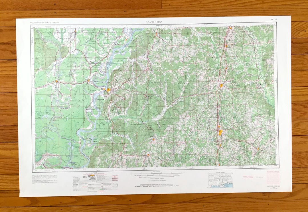 Antique Natchez, Mississippi 1953 US Geological Survey Topographic Map ...