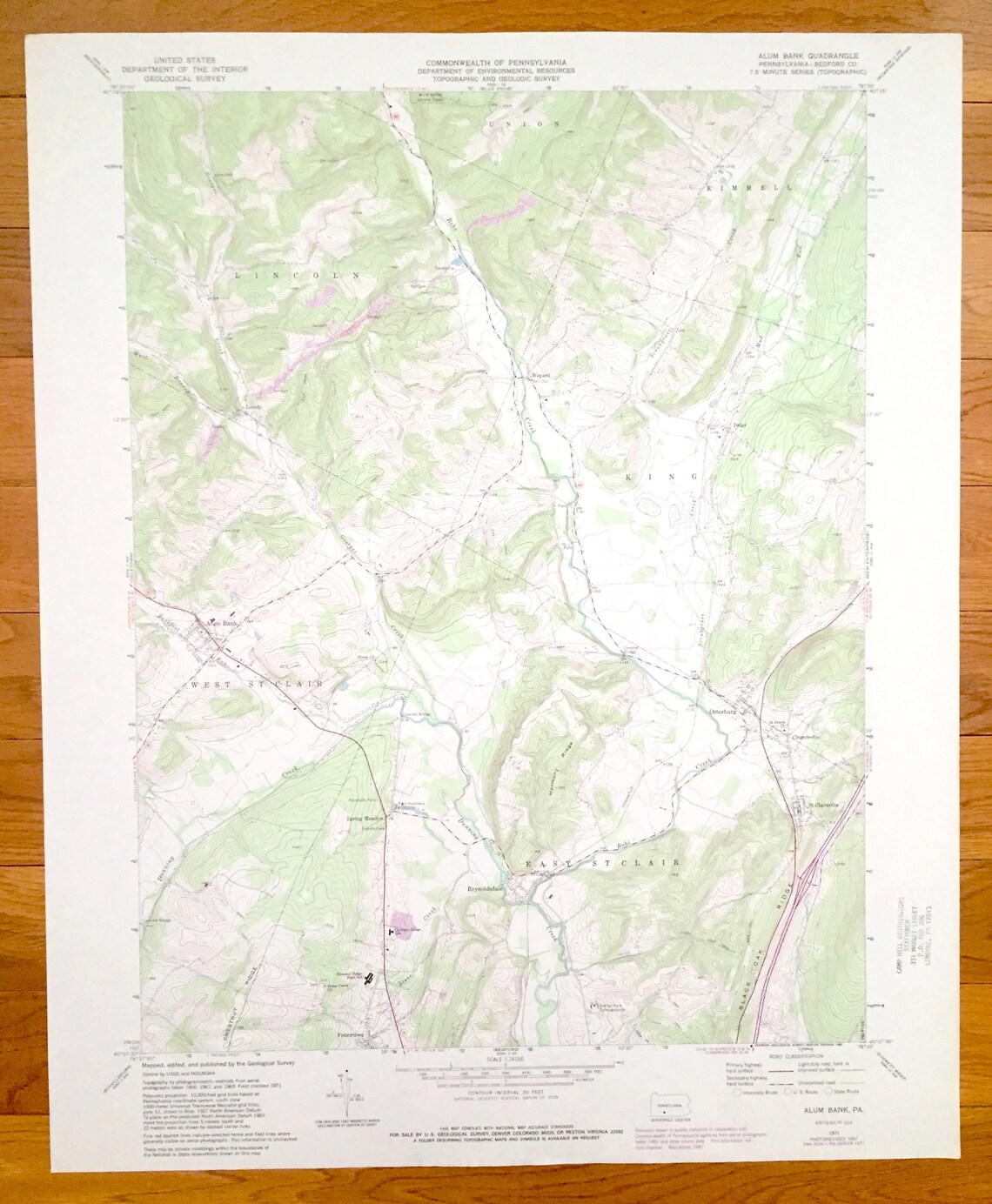 Antique Alum Bank, Pennsylvania 1971 US Geological Survey Topographic ...
