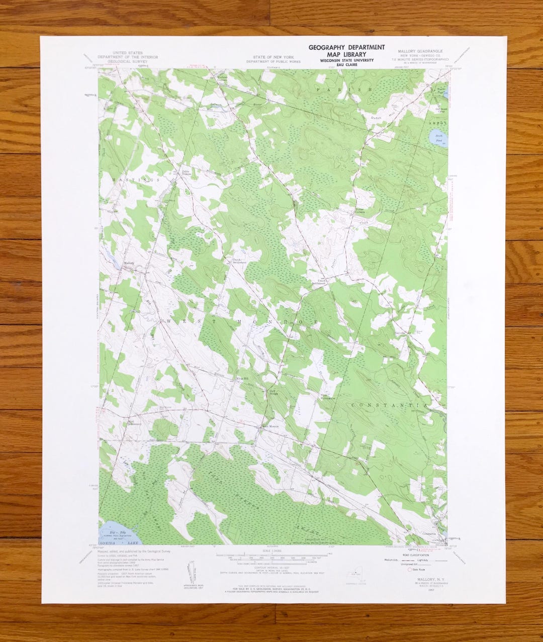 Antique Mallory, New York 1957 US Geological Survey Topographic Map ...