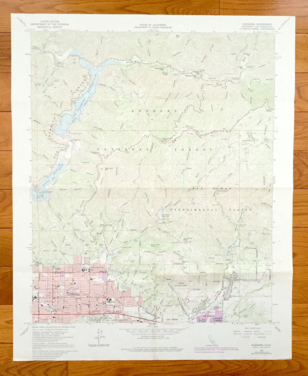 Antique Glendora, California 1966 US Geological Survey Topographic Map ...