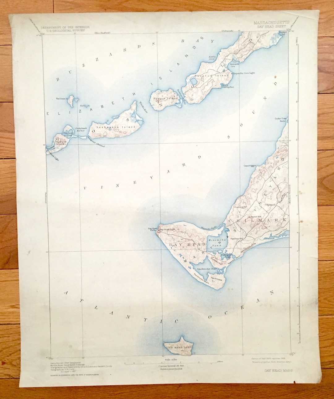 Antique Marthas Vineyard, Massachusetts 1893 US Geological Survey ...