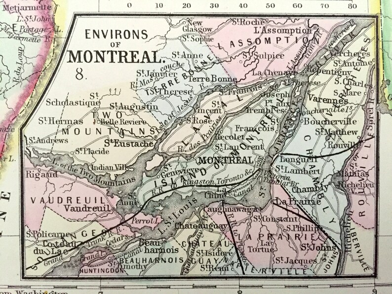 Antique 1871 Quebec, Canada Map by S.A. Mitchell – Montreal, Three ...