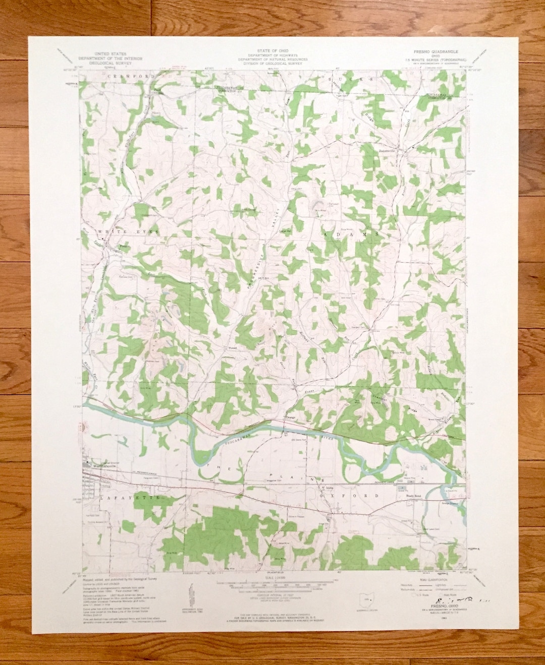 Antique Fresno, Ohio 1961 US Geological Survey Topographic Map ...