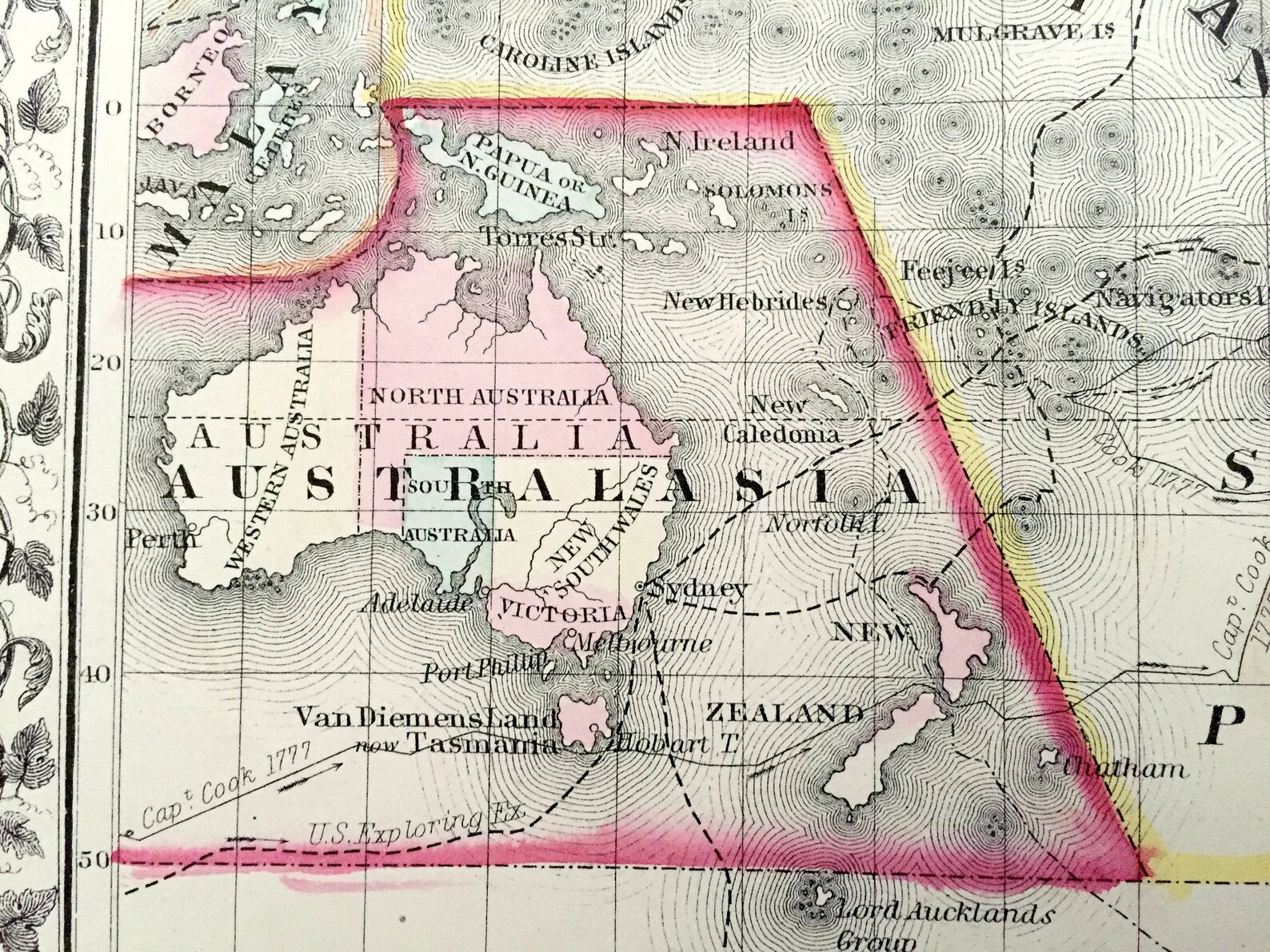 Antique 1871 World Mercator Map by S. Augustus Mitchell – North, South ...