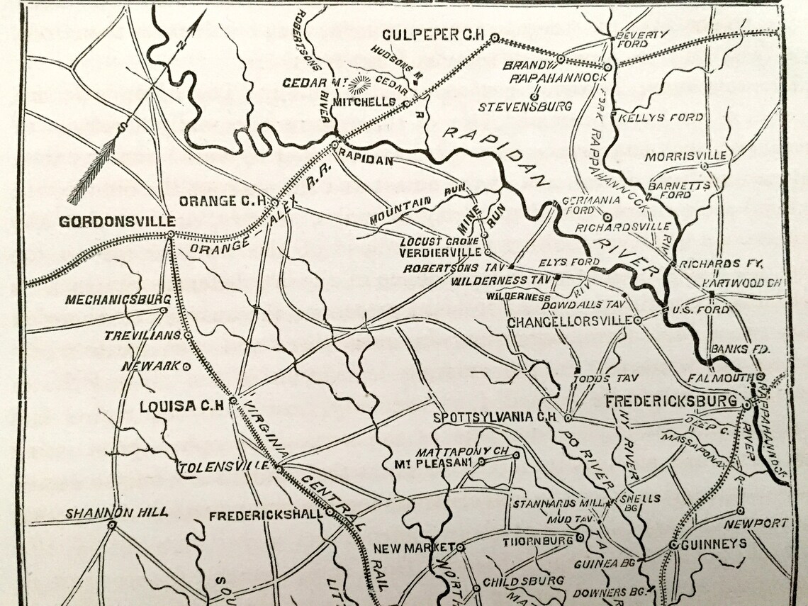 Antique 1865 Richmond, Virginia Map From the History of the Civil War ...