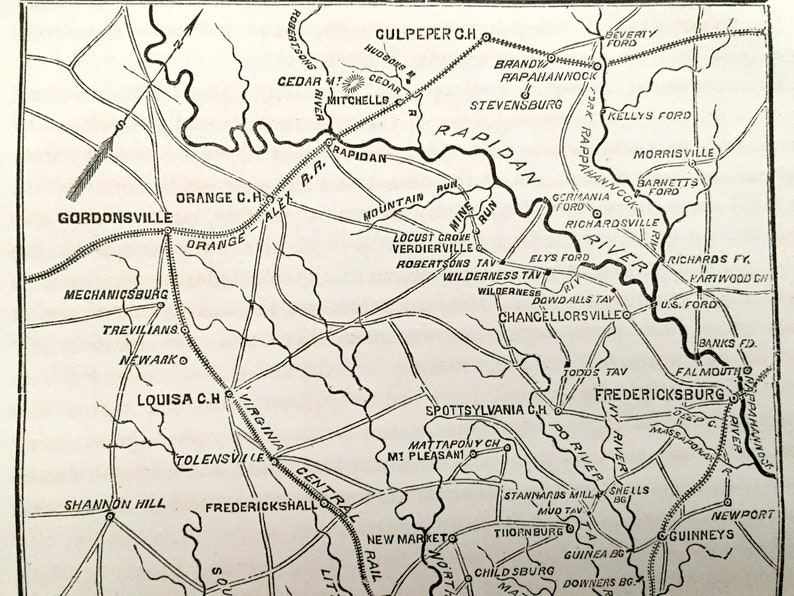 Antique 1865 Richmond, Virginia Map From the History of the Civil War ...